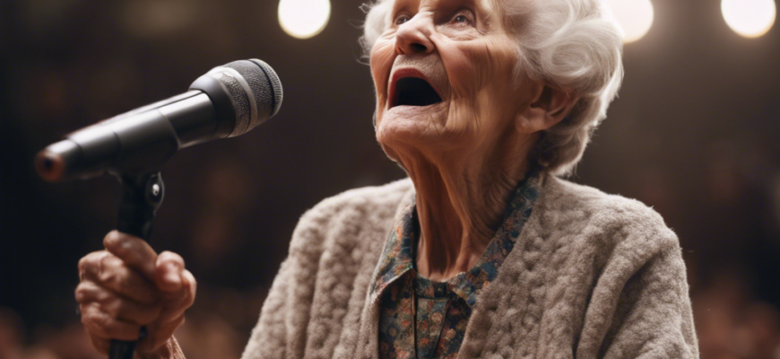 A 94-year-old grandmother sings on stage, The jury looks on in surprise ...